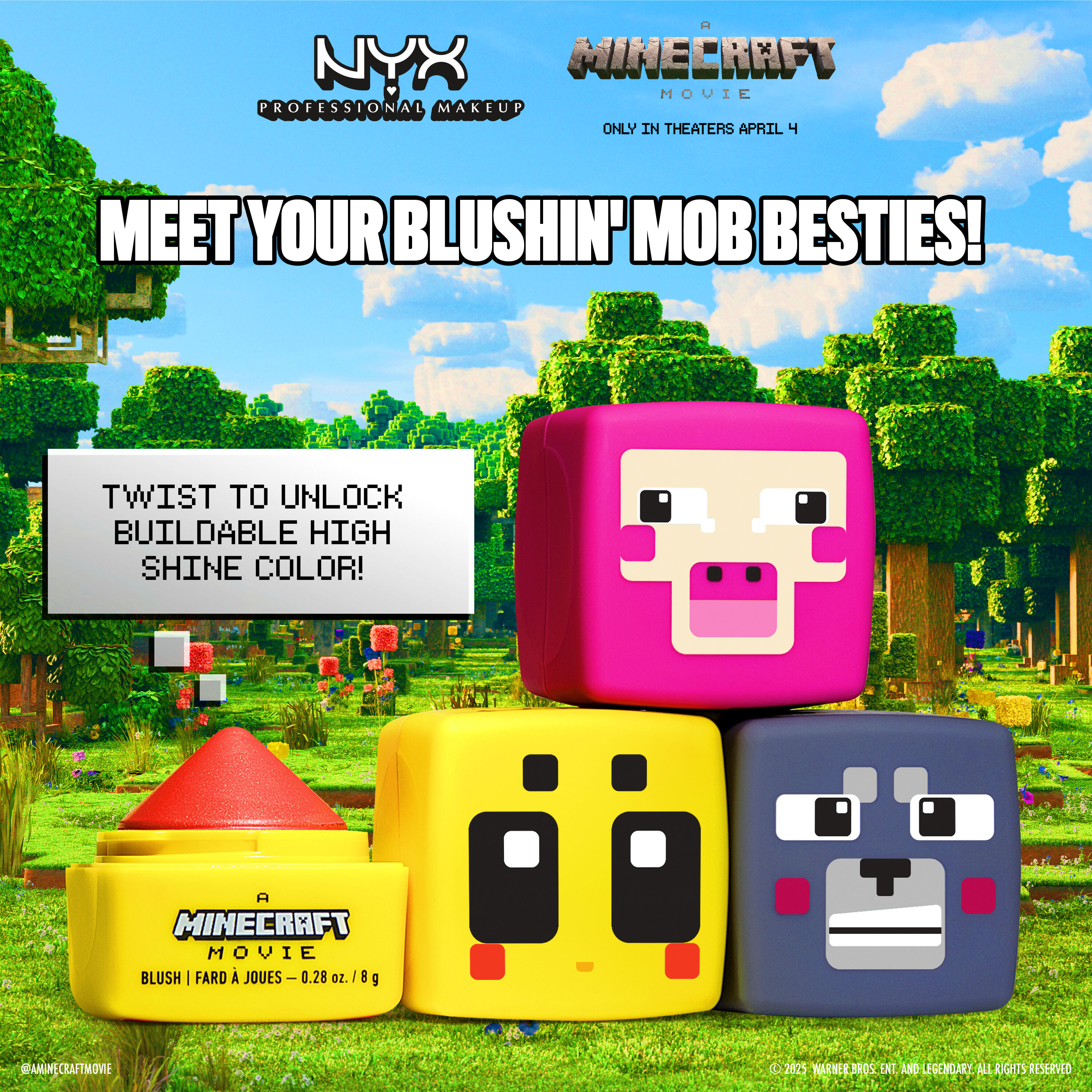 A MINECRAFT MOVIE Cheeky Mob Balms | NYX Professional Makeup