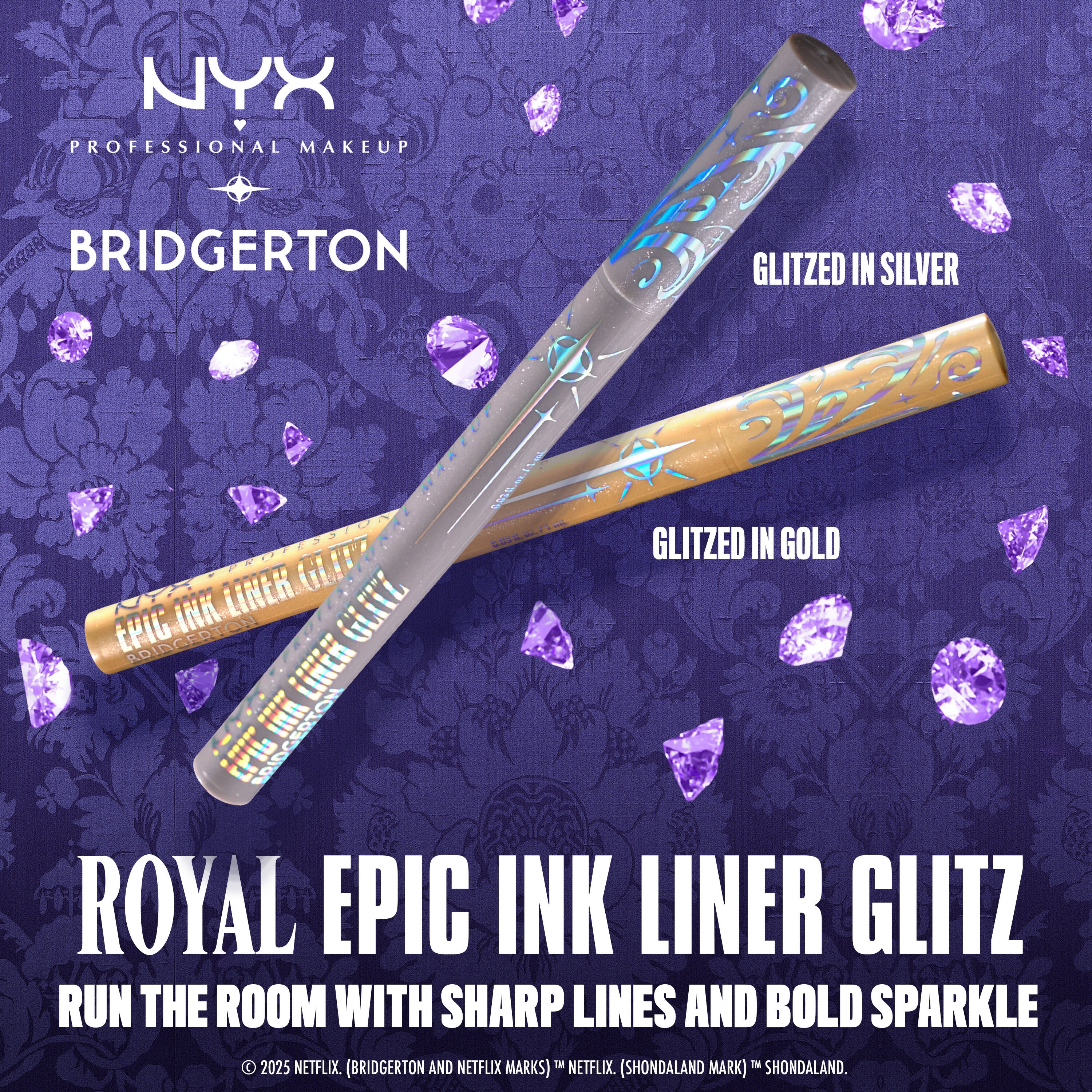 Bridgerton Royal Epic Ink Glitz Liquid Liner | NYX Professional Makeup